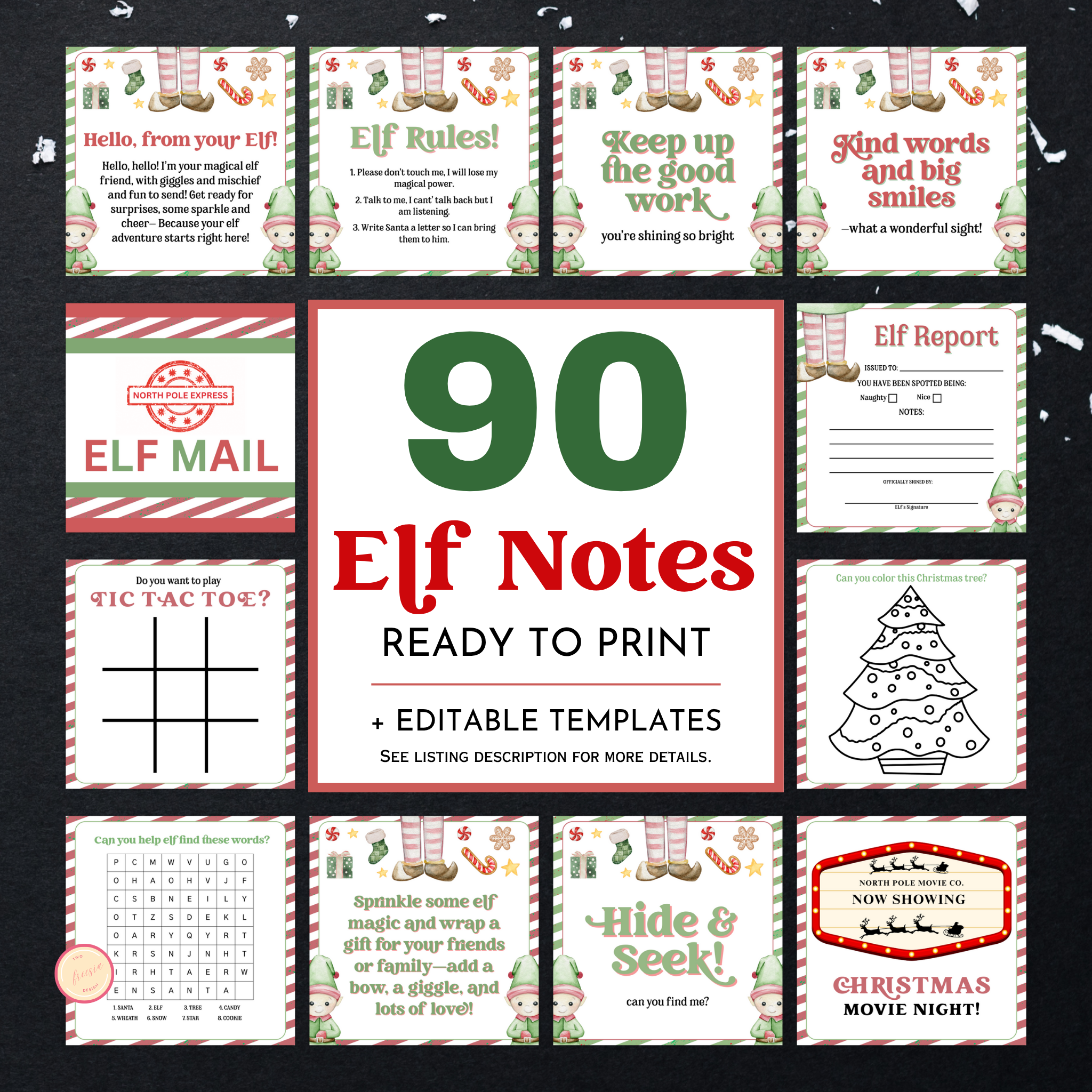 90 Elf Note Cards, Printable 24 Days Activities, Games, Riddles and ...