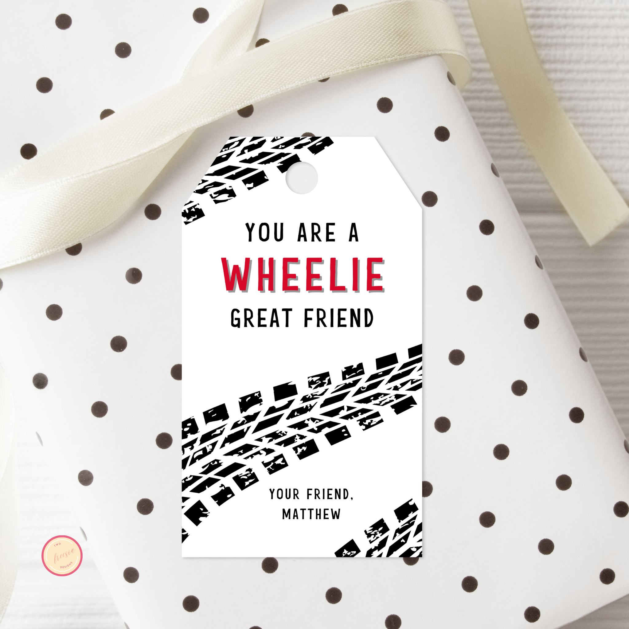 Editable Race Car Valentine Tag | You are a wheelie great friend ...