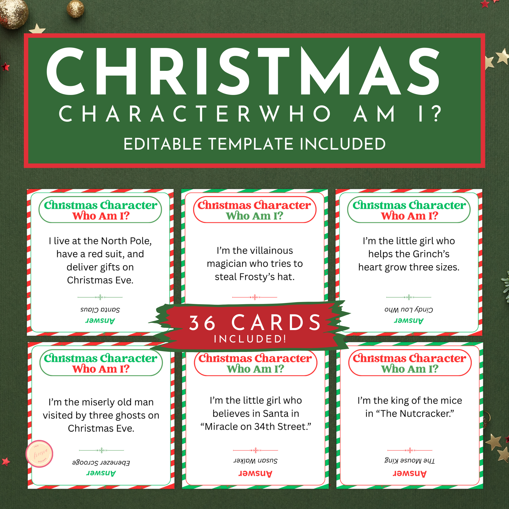 Christmas Character Who Am I Game for Kids & Adults | Editable Charades ...