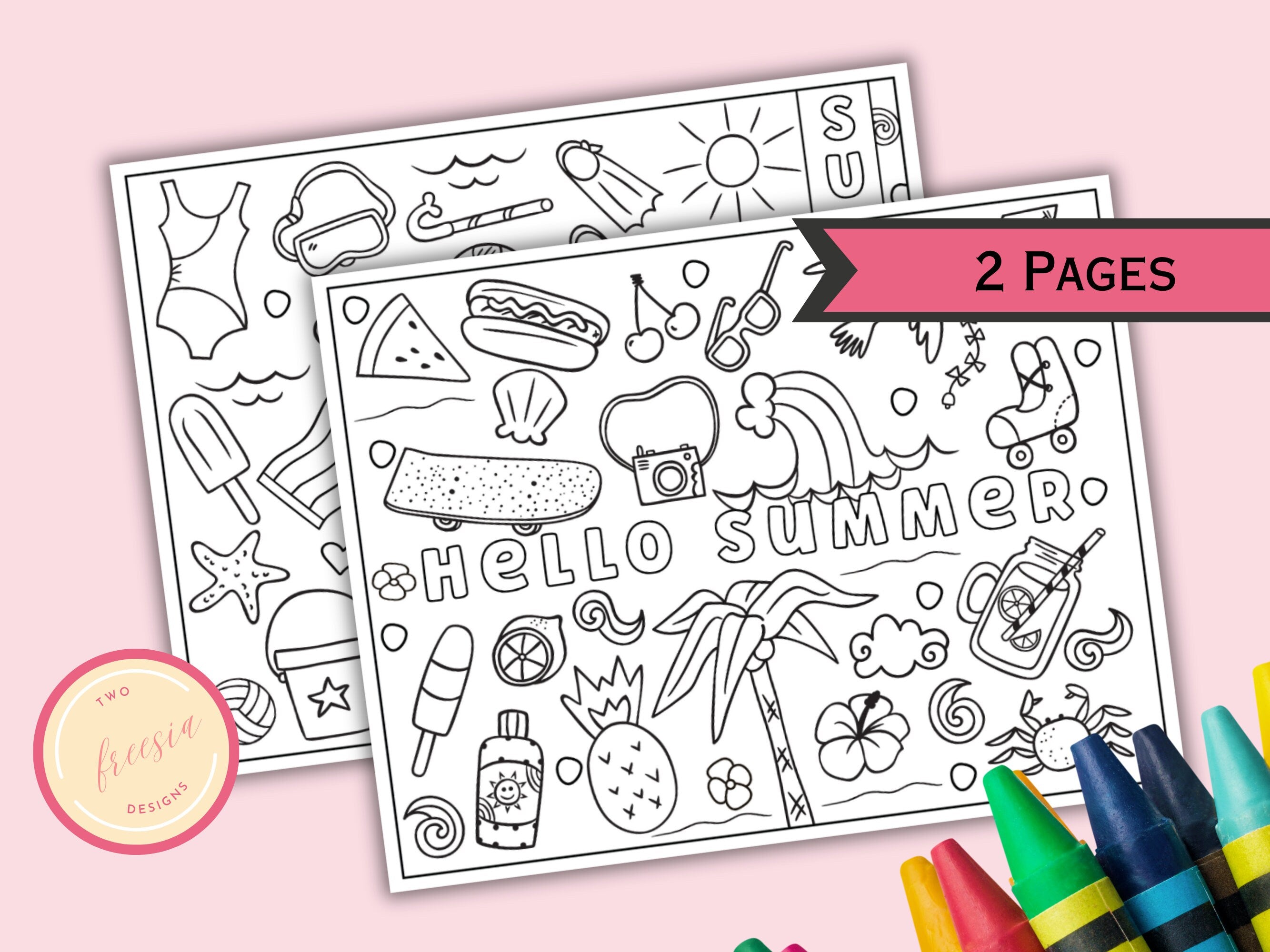 Printable Summer Doodle Coloring Pages - Coloring Placemat Sheets for ...
