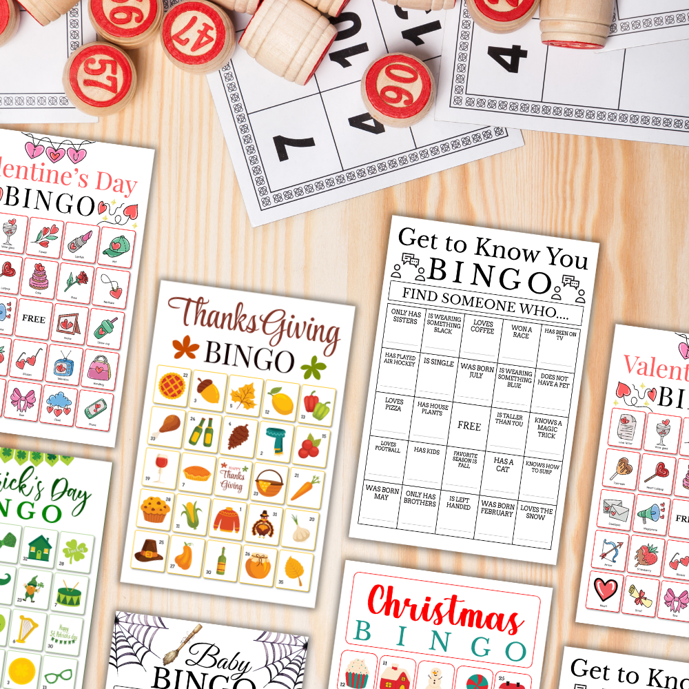 Bingo Sets - Printable Bingo Cards for Birthdays, Bridal Showers ...