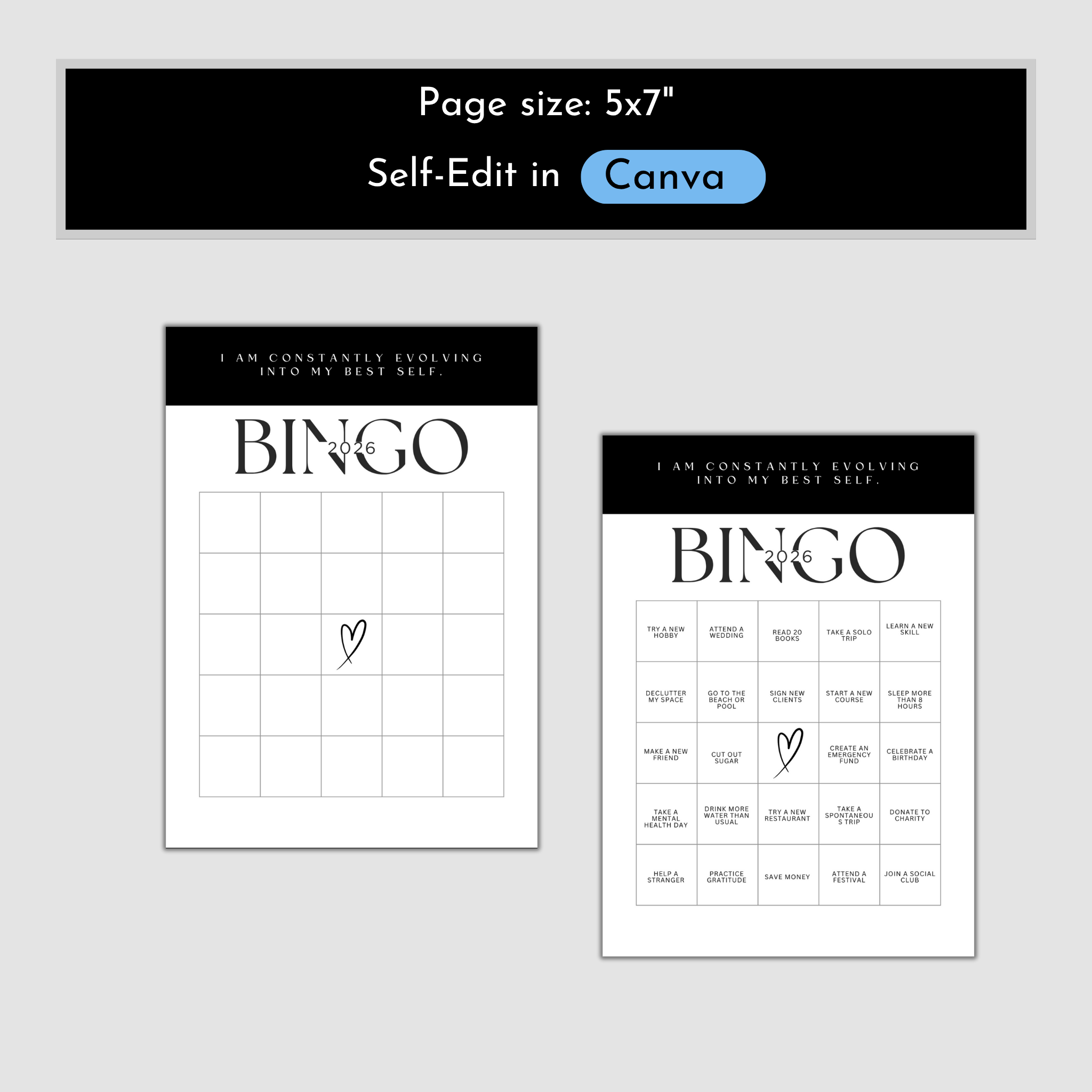2026 New Year Resolutions Bingo | Editable Template – 2freesiadesigns
