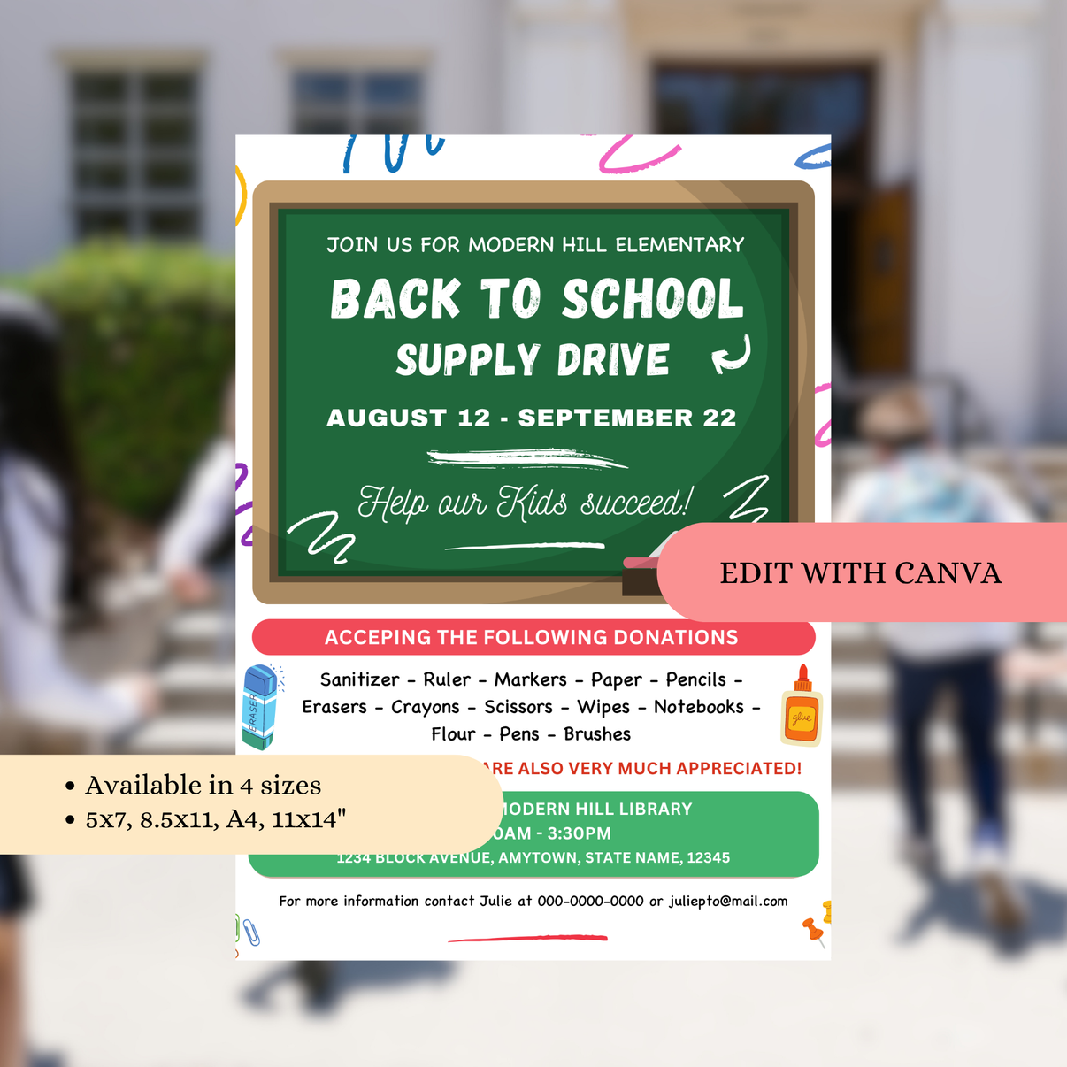 Editable back to School Supply Drive Flyer Template | Back To School ...