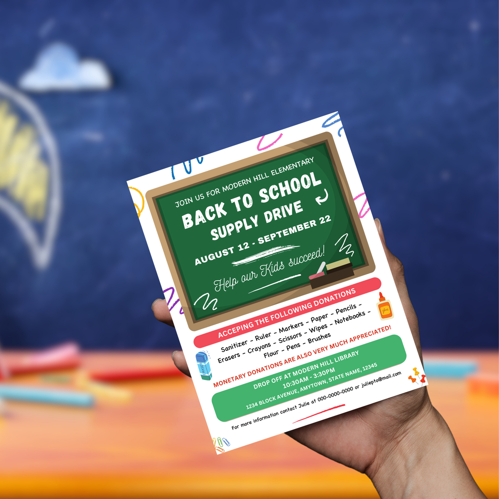 Editable back to School Supply Drive Flyer Template | Back To School ...