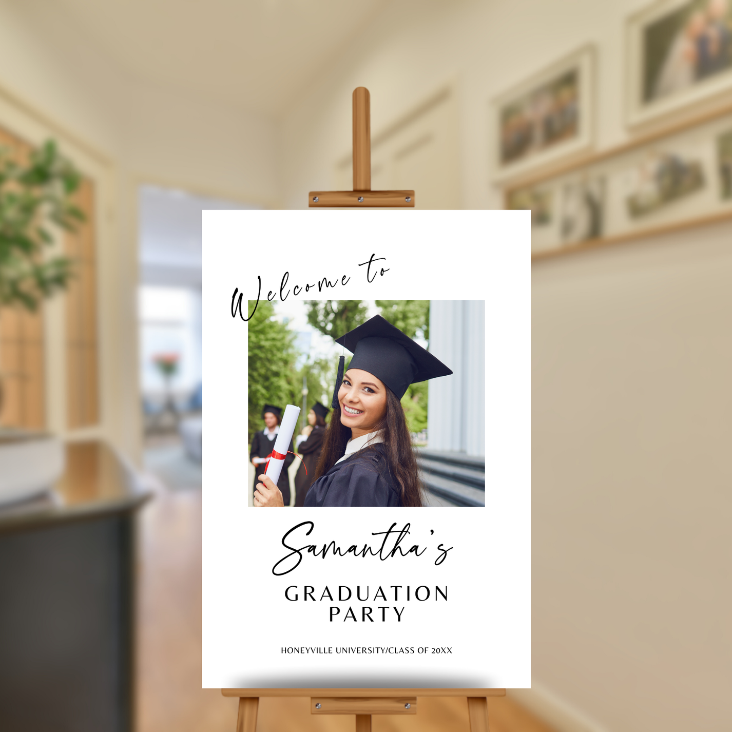 Graduation Party Welcome Sign Template with Photo - Modern Minimalist ...