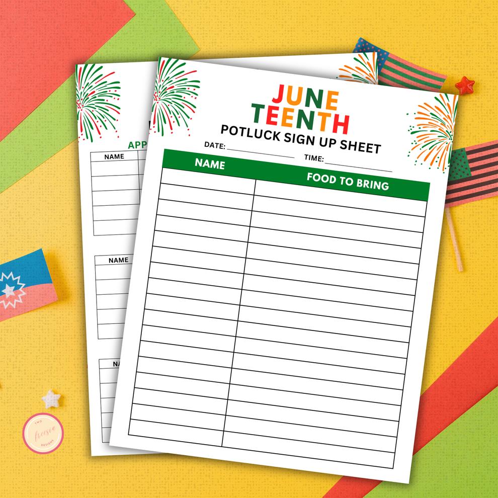 Juneteenth Potluck Sign Up Sheet | Editable Template – 2freesiadesigns