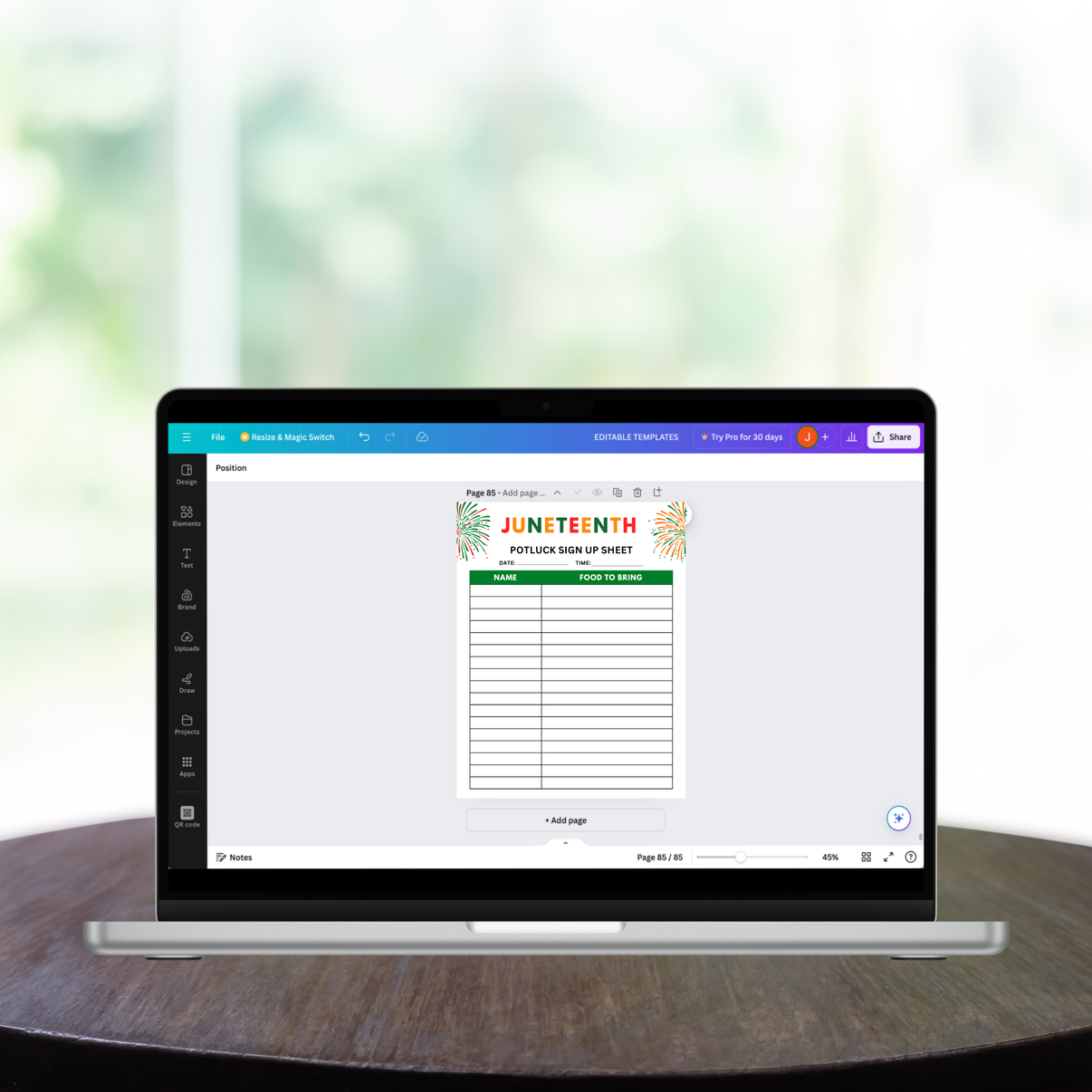 Juneteenth Potluck Sign Up Sheet | Editable Template – 2freesiadesigns