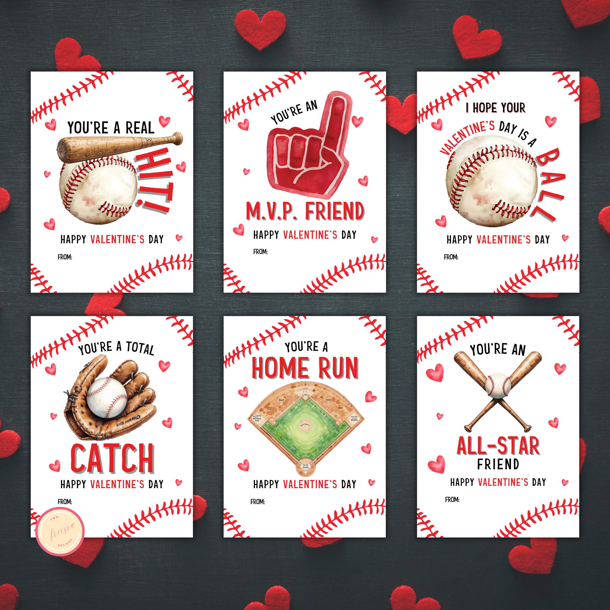 Baseball Valentine's Day Cards for Boys, Teens, Kids | Printable ...