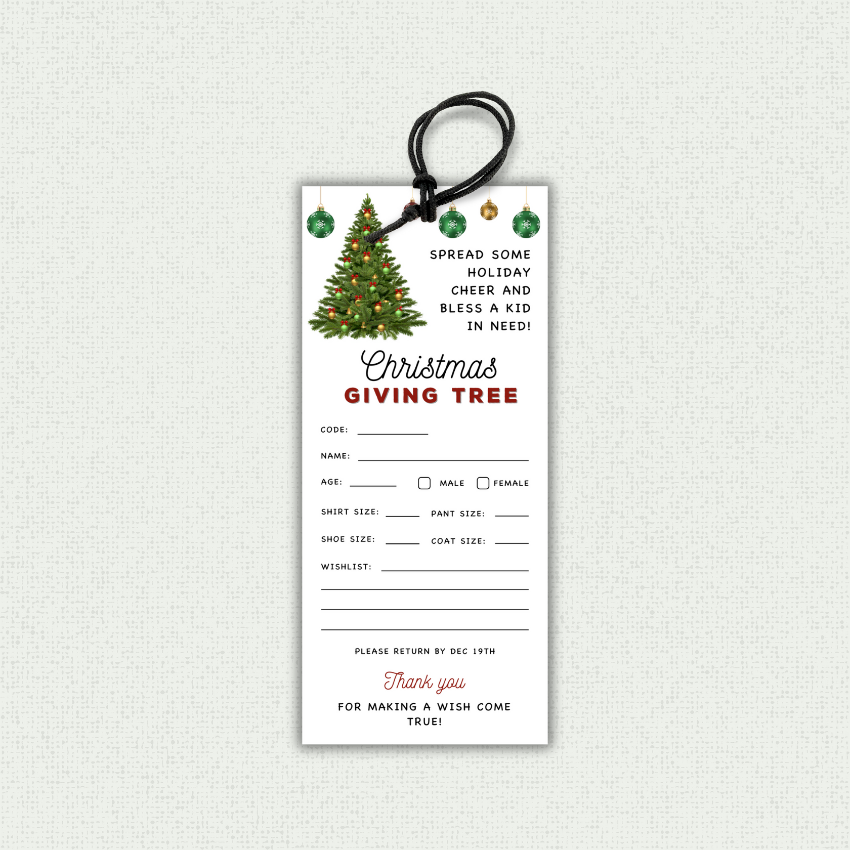 Christmas Giving Tree Fundraiser Flyer and Tags Template | Holiday ...