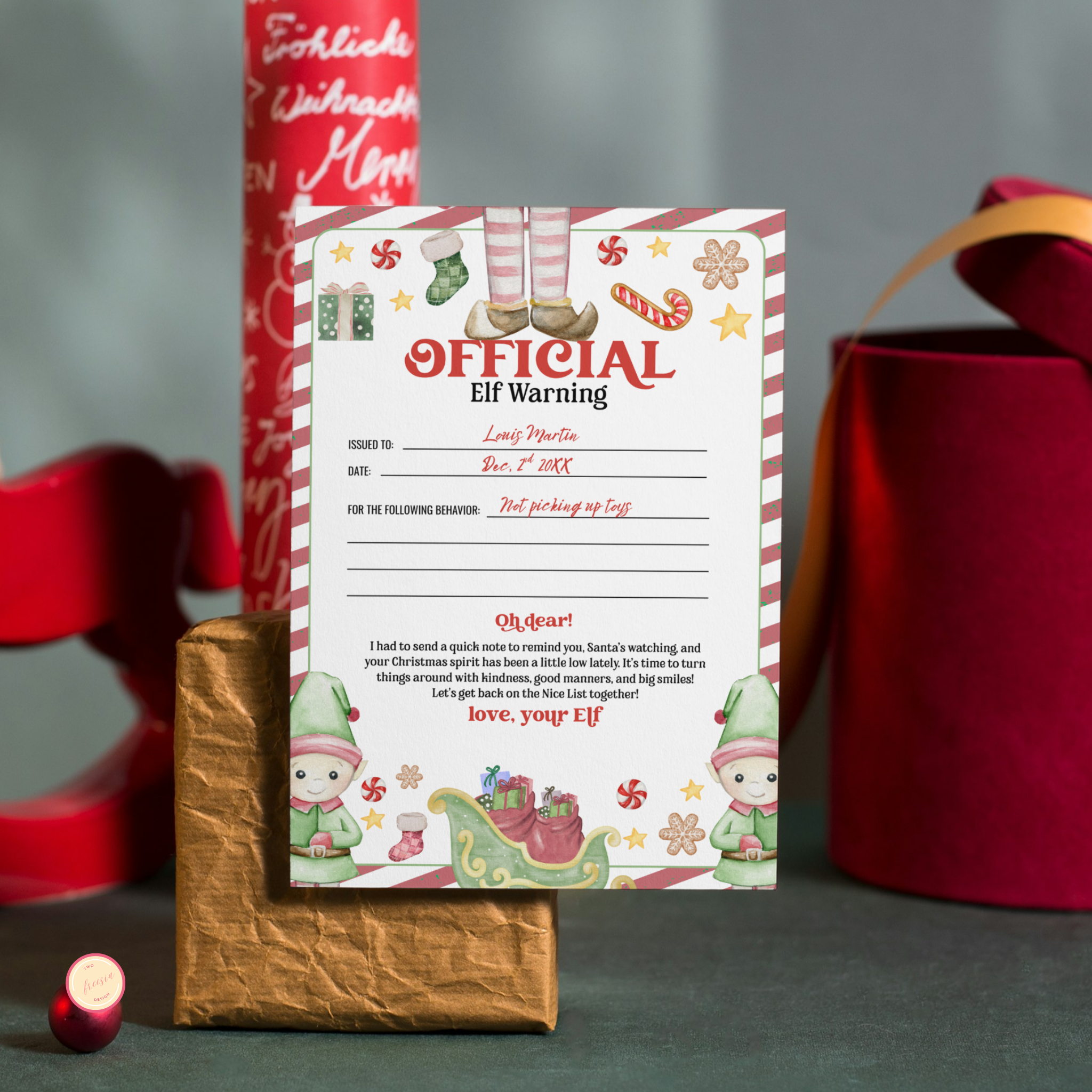 Elf Warning Letter Template | Printable Christmas Elf Activity ...