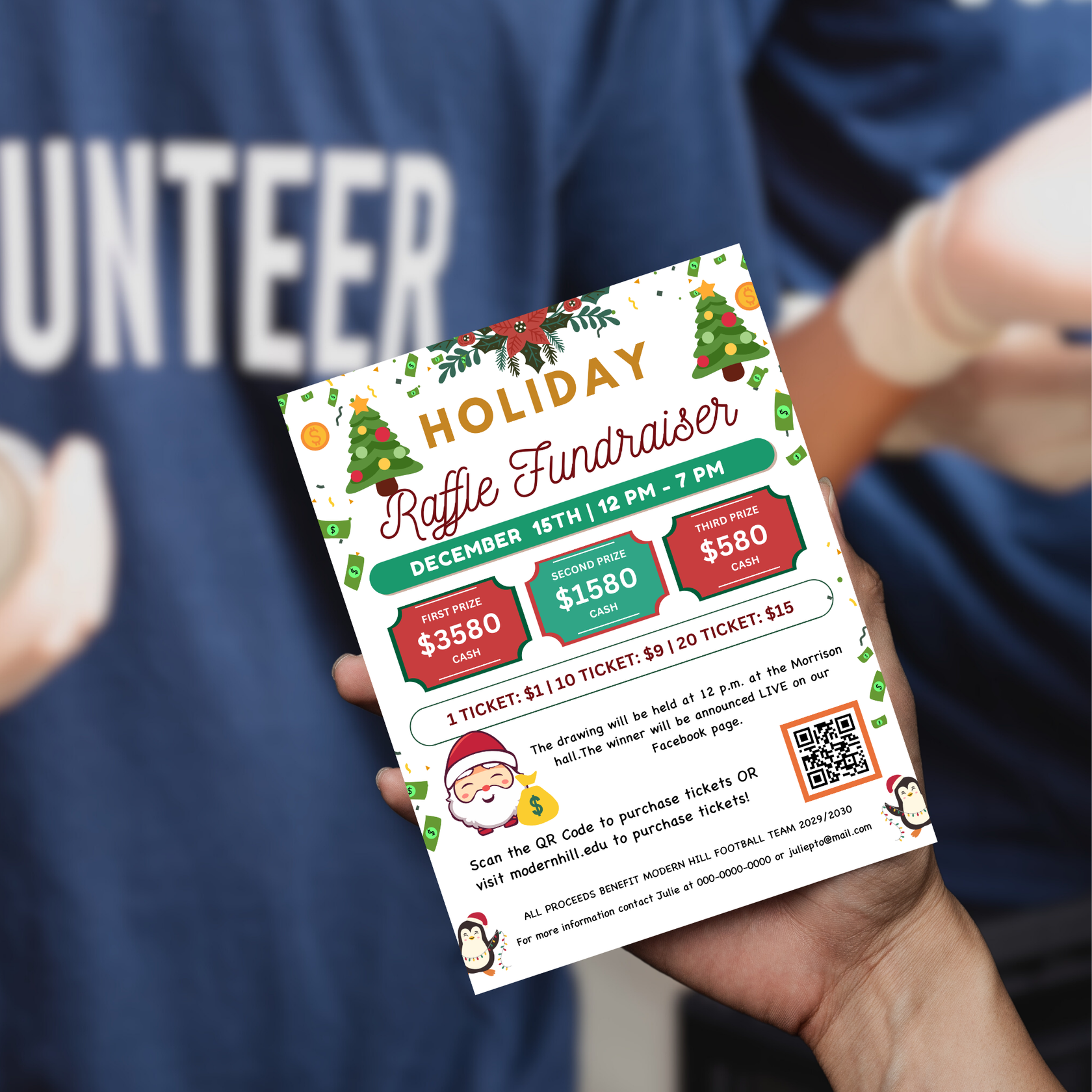 Editable Holiday Raffle Fundraiser Flyer Template | Split the Pot Flyer ...