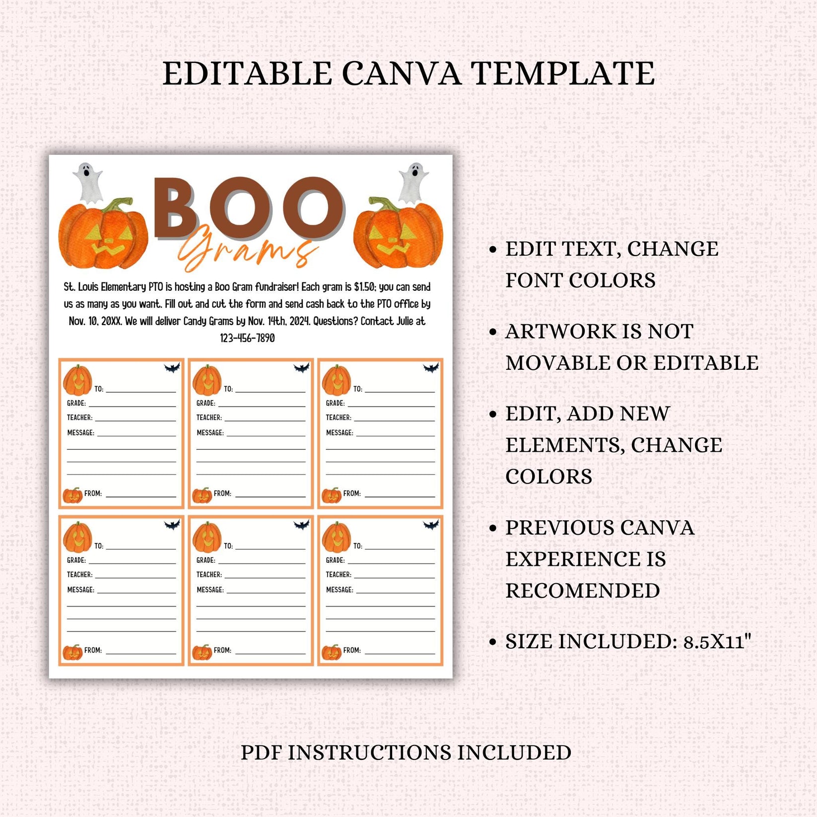 Halloween Boo Gram Template – 2freesiadesigns