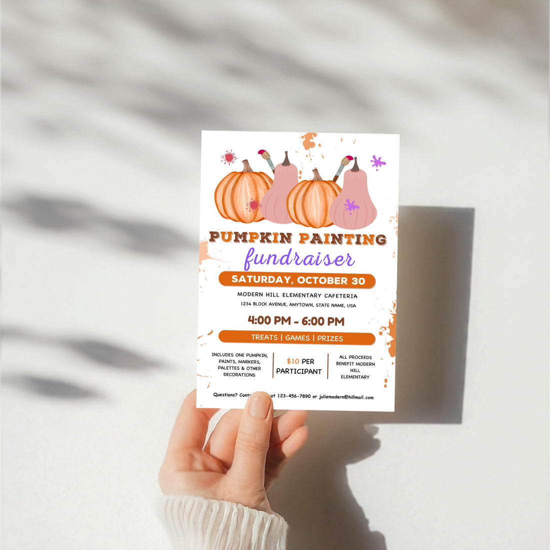 Editable Pumpkin Painting Flyer/Poster for School Fundraiser ...