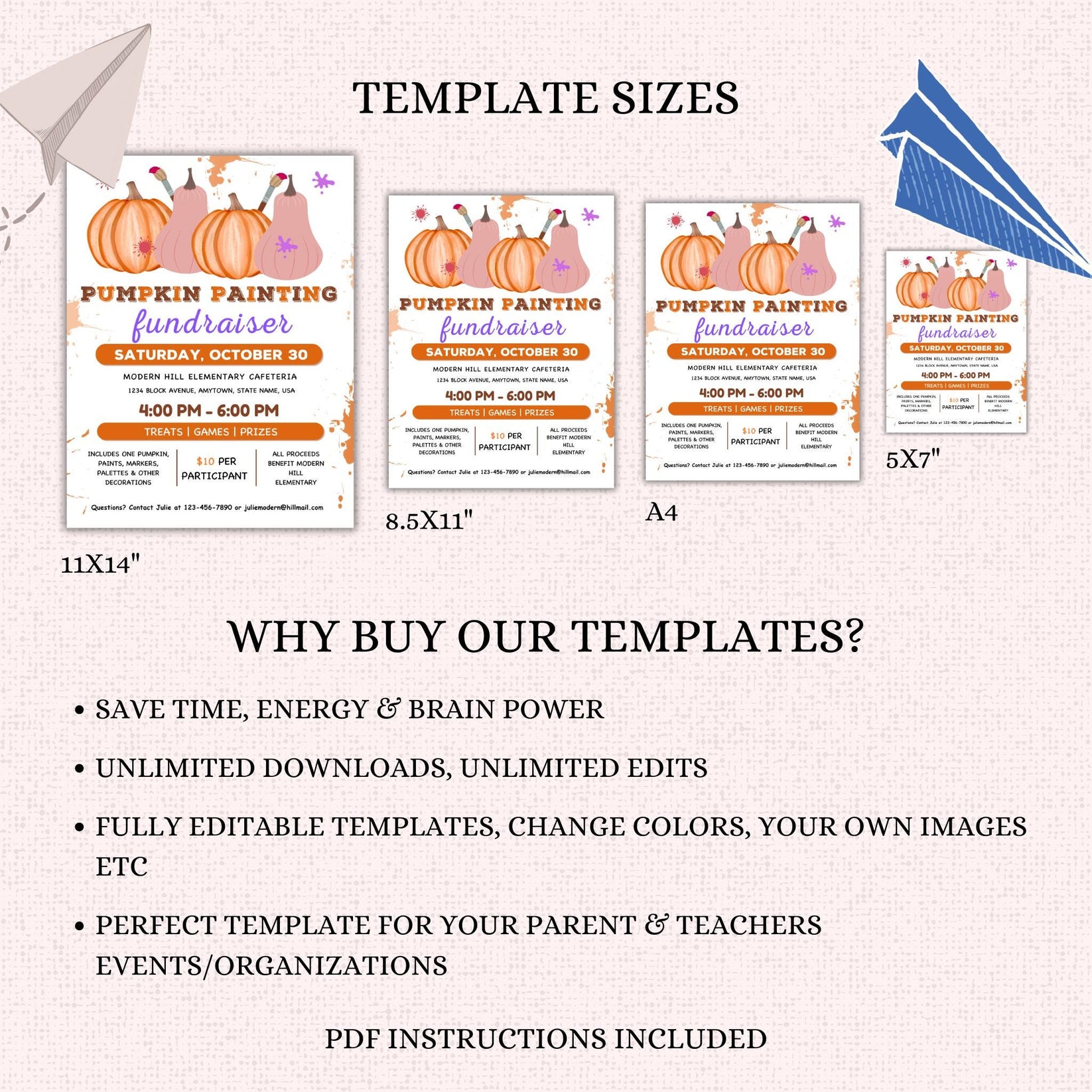 Editable Pumpkin Painting Flyer/Poster for School Fundraiser ...
