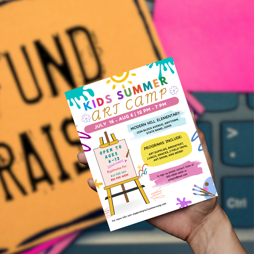 Editable Kids Summer Art Camp Flyer Template – 2freesiadesigns