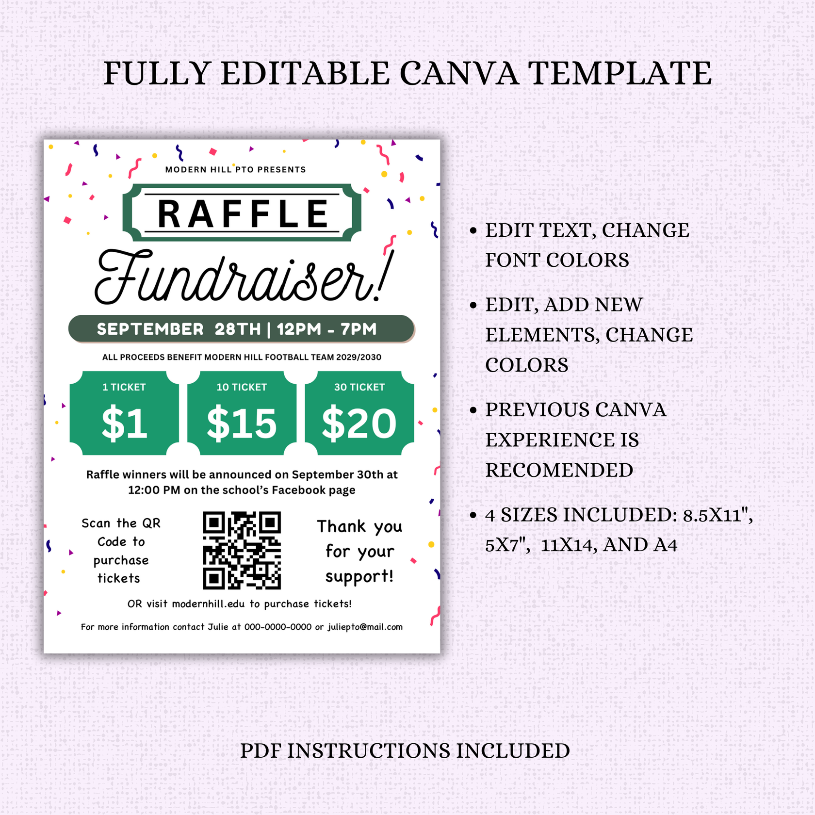 Raffle Fundraiser Flyer Editable Template | Split the Pot Flyer ...