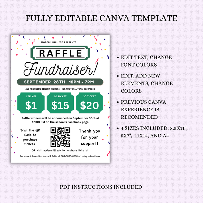 Raffle Fundraiser Flyer Editable Template | Split the Pot Flyer ...
