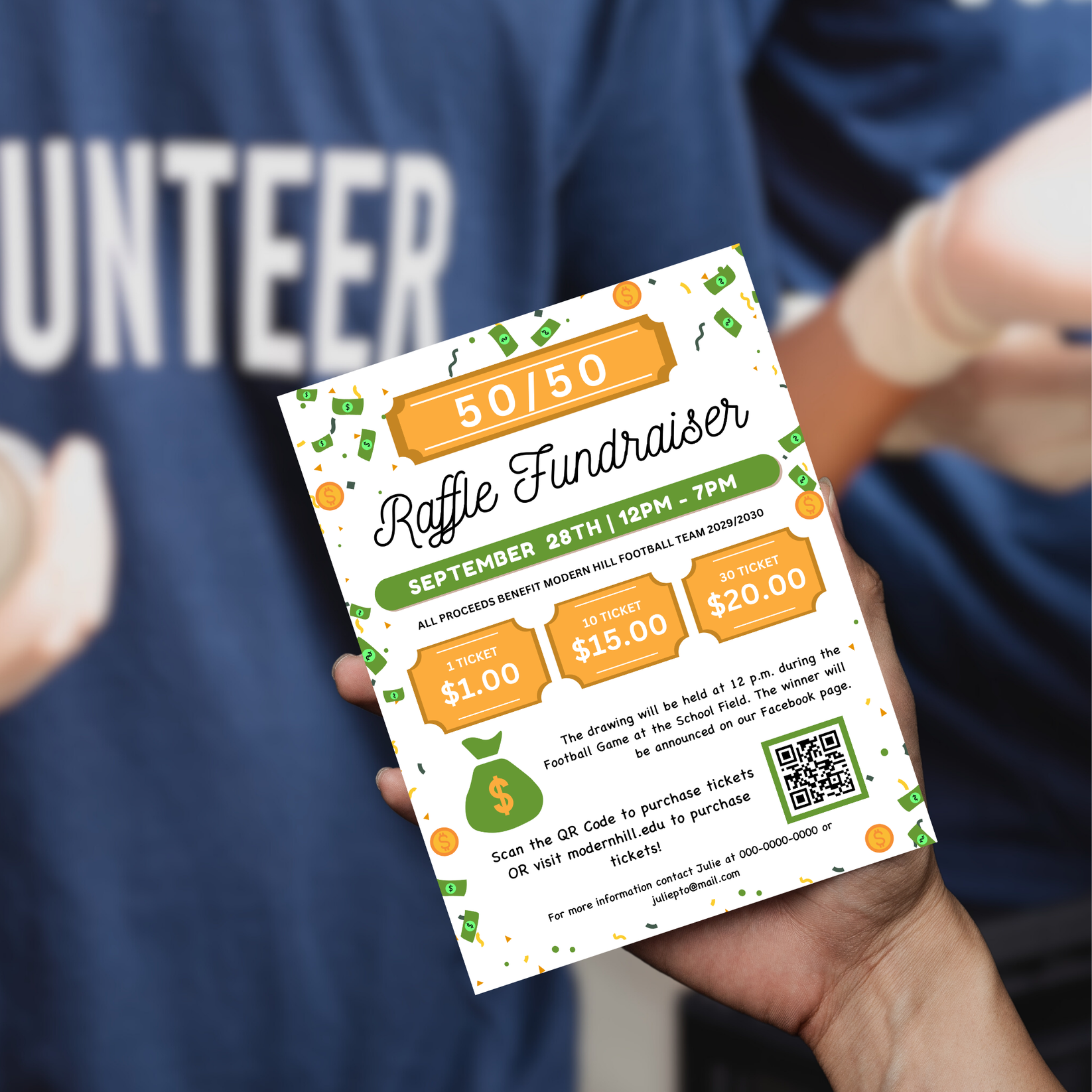 50/50 Raffle Fundraiser Flyer Editable Template | Split the Pot Flyer ...
