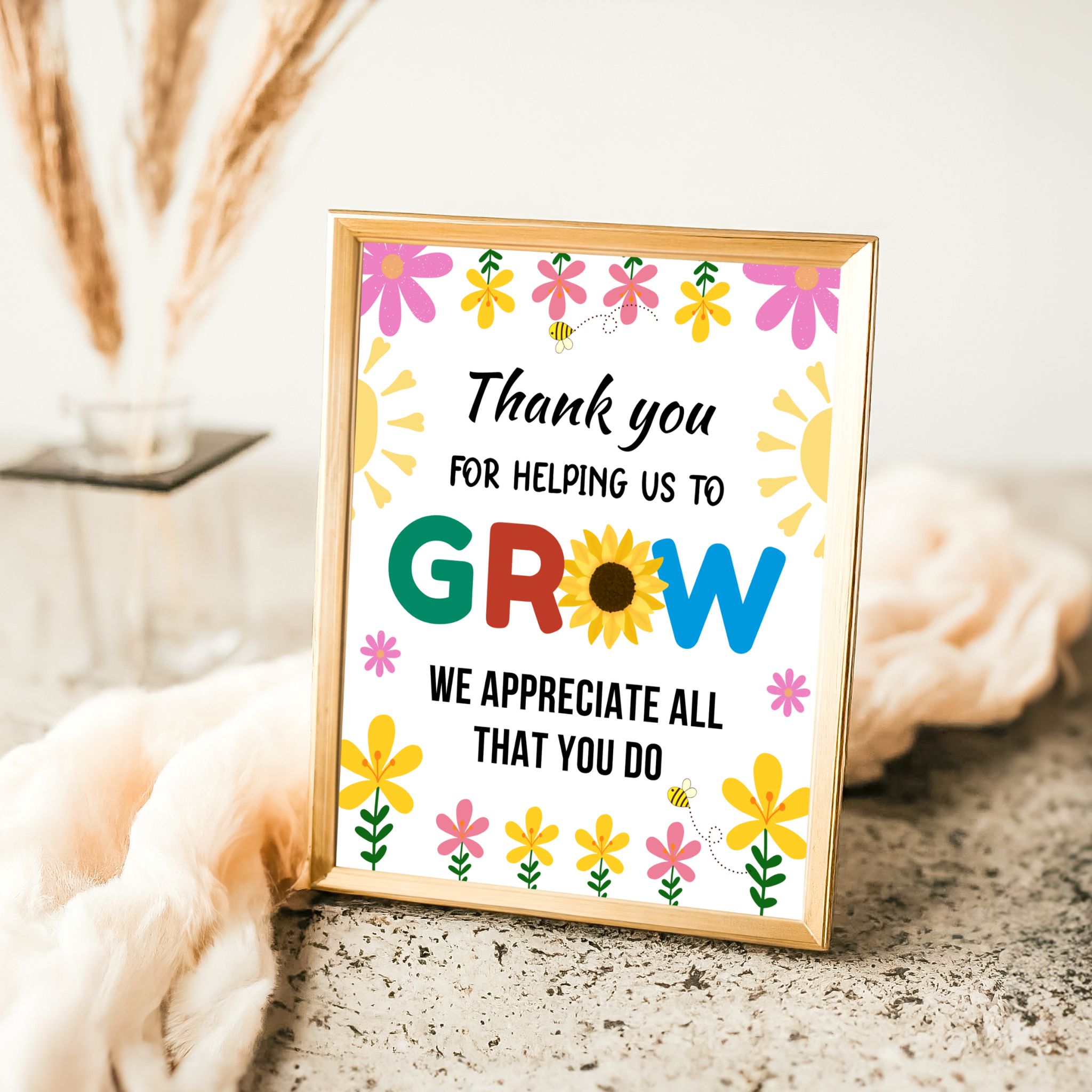 Floral-Themed Teacher Appreciation Sign Template | Thank You For ...