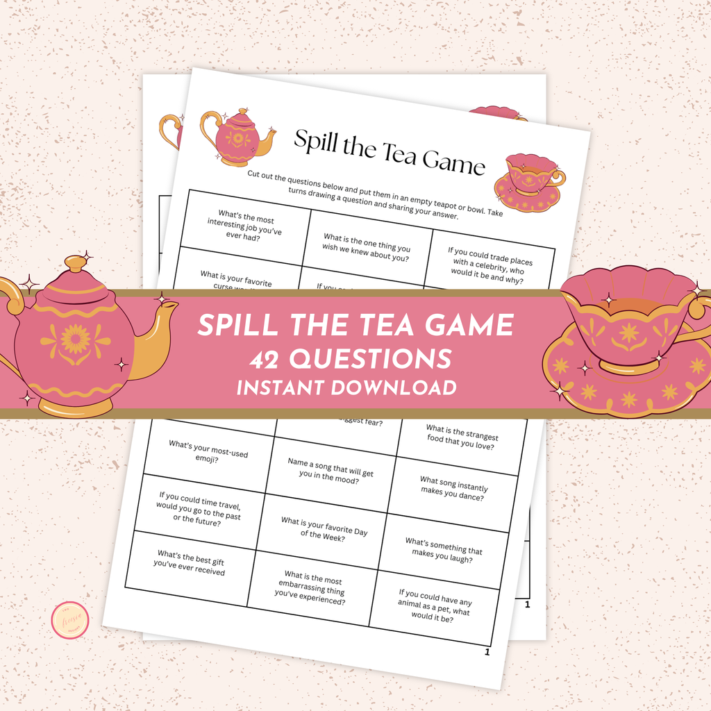 Spill the Tea Party Game – 2freesiadesigns