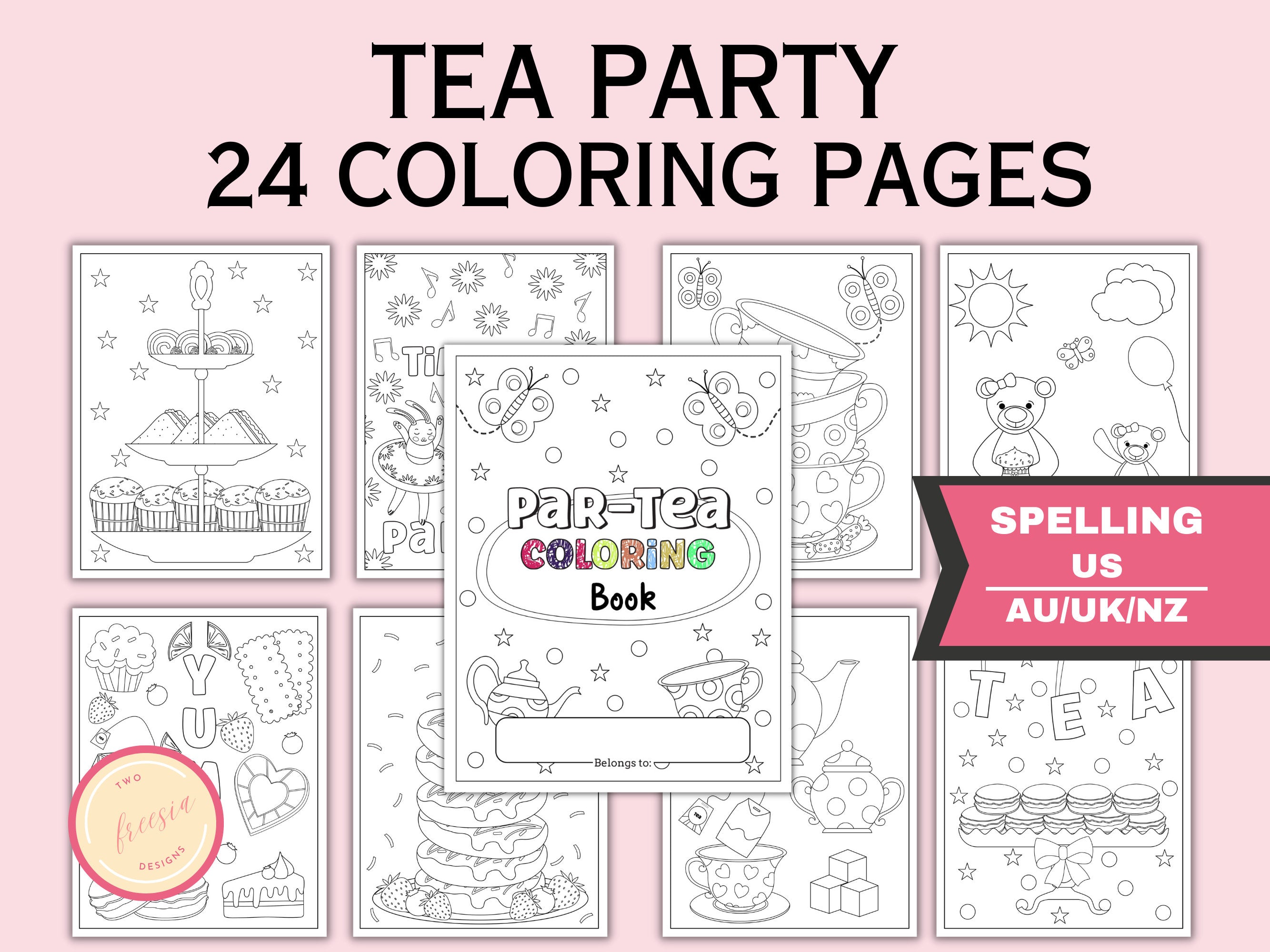 Tea Party Coloring Pages for Kids | 24 Activities for Birthday Parties ...