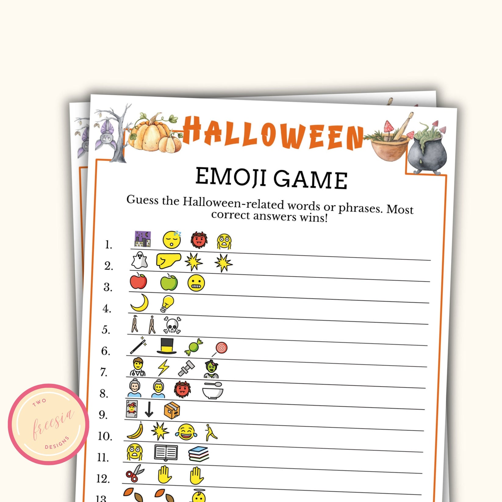 Halloween Emoji Game - Printable – 2freesiadesigns