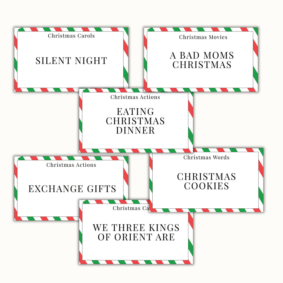 Christmas Charades - 120 Printable Cards for Kids, Adults, Work and ...